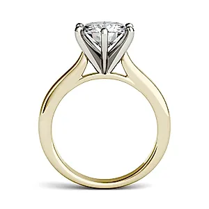 Charles & Colvard Created Moissanite 8mm Round Cut Engagement Ring for Women | 1.9 cttw DEW | Lab Grown | Solid 14K Yellow Gold | Size 6