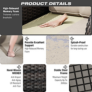 Joyside Outdoor Wicker Chair Rattan Patio Dining Chairs Set of 4 PE Wicker Patio Chairs with 4inch Seat Cushions Outdoor Patio Seating Chair for Garden, Backyard Deck(Mixed Grey/Beige)