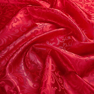 HommxJF 4 Pieces Wave Scroll Damask Jacquard Red Placemats,13 x 19 inch Protect Surface Heat and Stain Resistant Dinner Mats