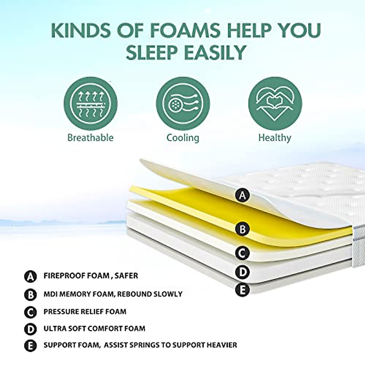 14 Inch Queen Mattress in a Box, Lechepus Plush Memory Foam Hybrid Mattress with Pocket Innerspring, Soft But Supportive Mattress for Pressure Relief, Queen Size 60"*80"