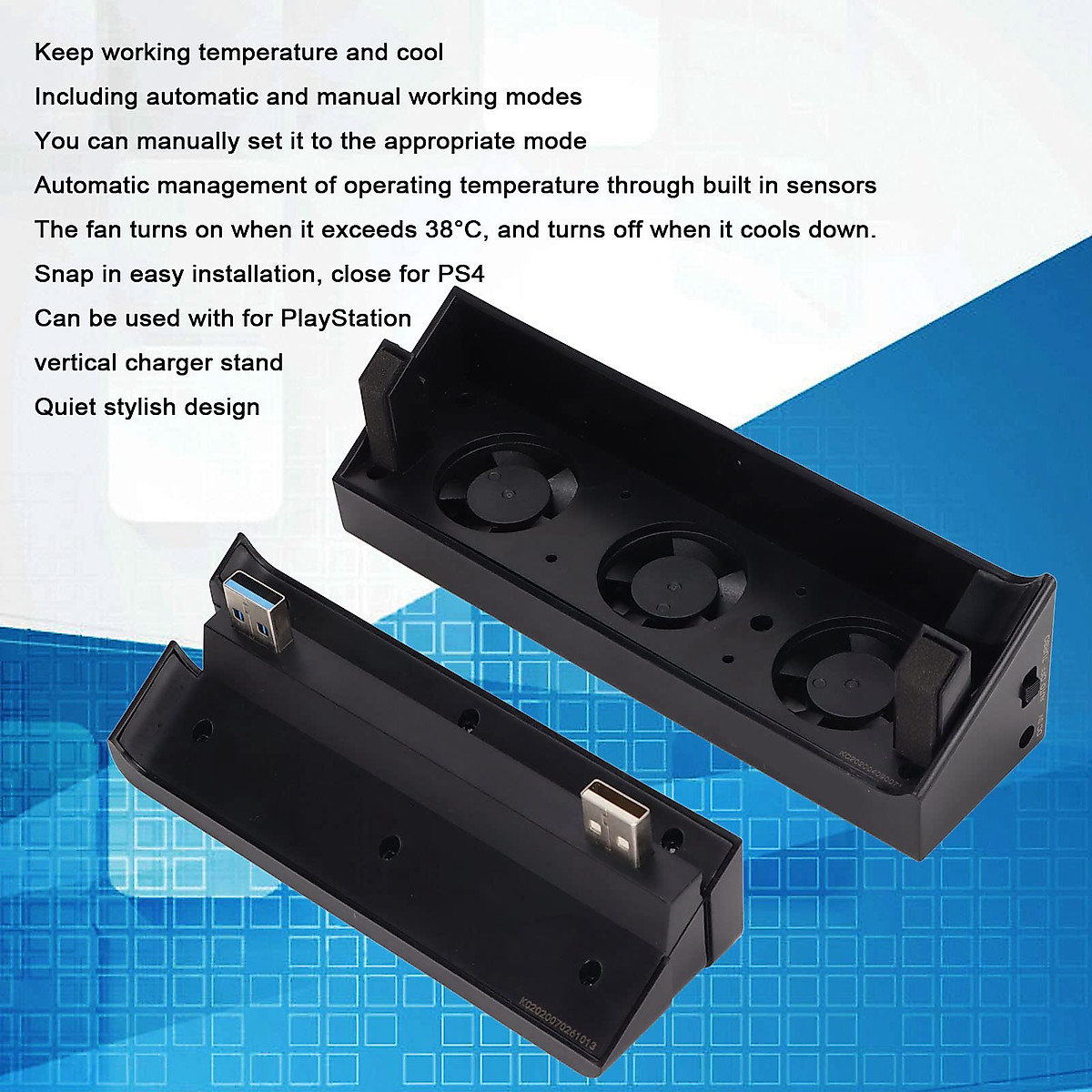 for PS4 Slim Cooling Fan with hub, Game Console Automatic Intelligent Cooling Fan & 4 Port USB Hub for PS4 Slim Gaming Console Host