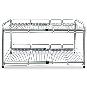 Surpahs 2 Tier Under Sink Expandable Shelf Organizer, Storage Rack (Silver)