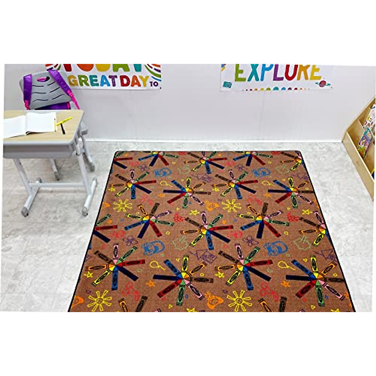 KidCarpet.com FE811-26Y Crayon Scribbles Children's Nylon Area Rug, 6' x 6', Multicolored