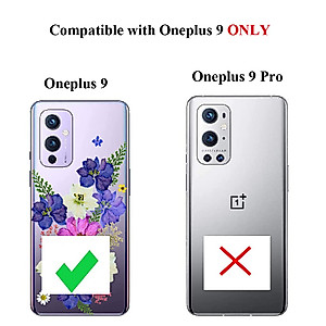 Unov Case Compatible with OnePlus 9 5G Clear with Design Soft TPU Shock Absorption Slim Embossed Pattern Protective Back Cover OnePlus 9 5G Case 6.5 inch (Very Peri Bouquet)