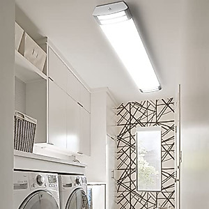 ANTLUX 4FT LED Flush Mount Puff Lights, 40W 4500LM Linear Light, 4000K Neutral White, 4 Foot Integrated LED Wraparound Ceiling Lighting Fixtures for Kitchen Laundry, Fluorescent Replacement, 4 Pack
