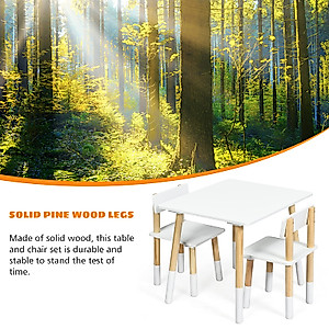 HONEY JOY Kids Table and Chair Set, Wooden Children Activity Table and 2 Chairs Set for Art, Craft & Snack Time, 3-Piece Toddler Furniture Set for Daycare & Playroom, Gift for Boys Girls (Light White)