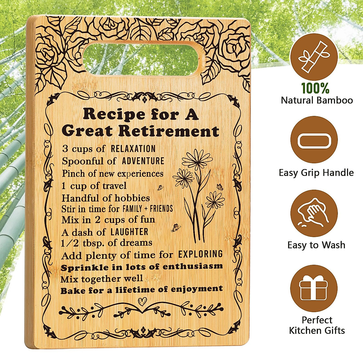 Retirement Gifts for Women Men, Going Away Gift Leaving Gift Farewell Gift for Coworker Colleague Boss Leader Friends, Gifts for Mom Grandma Teachers Nurse, Retired Kitchen Gift- Cutting Board Set