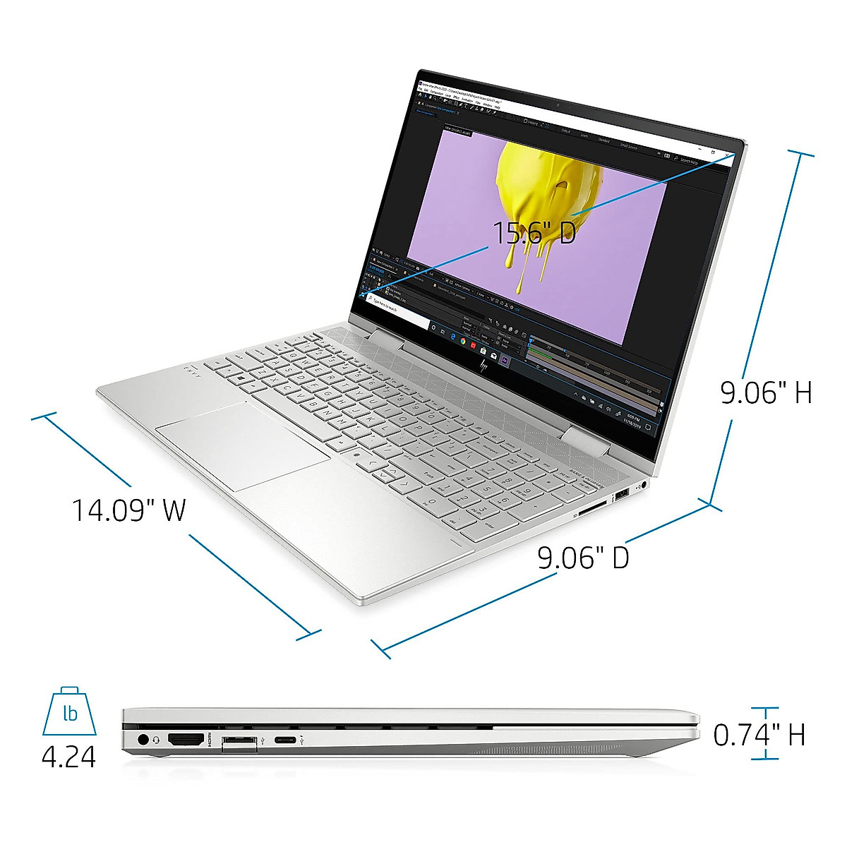 HP Newest Envy x360 Convert 15.6" FHD IPS Touchscreen Premium 2-in-1 Laptop, 11th Gen Intel Quad-Core i5-1135G7, 16GB RAM, 2TB PCIe SSD, Backlit Keyboard, Fingerprint, Windows 10 Pro + HDMI Cable