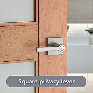 Baldwin Spyglass , Interior Privacy Door Handle Reversible Lever for Bedroom/Bathroom, Keyless Door Lock With Microban Protection, in Satin Nickel