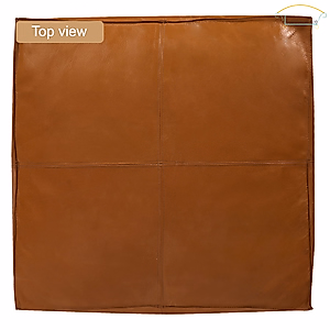 LEATHEROOZE Amazing Square unstuffed Ottoman Pouffe Moroccan Leather, Ottoman Square Pouf, Light tan Handmade Footstool Square pouffe Moroccan (44 * 44 * 18 inch)