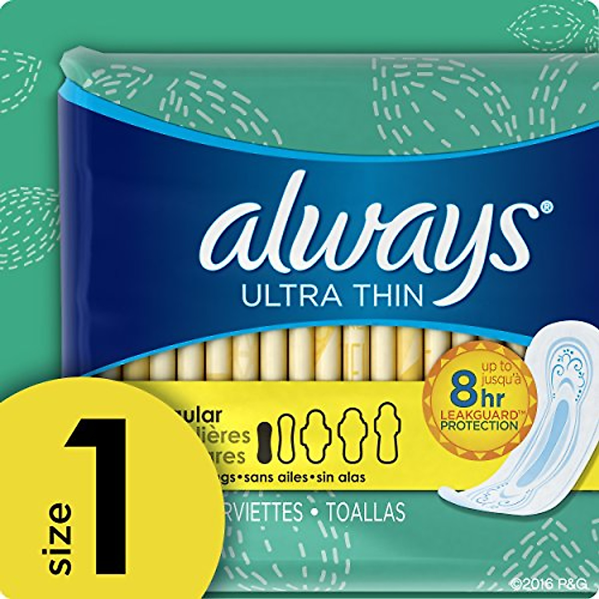 Always Ultra Thin Feminine Pads for Women, Slender FlexiWings, 36 Count