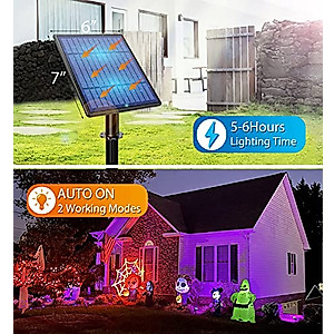 APONUO Solar Spot Lights Outdoor Color Changing, 2 Colors Modes Solar Landscape Lighting RGB Spotlights Waterproof 6-in-1 Wall Lamp for Patio, Pathway, Yard, Garden, Holiday Decoration (Multi-Color)