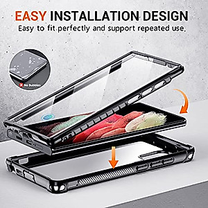 Temdan Case for Samsung Galaxy S23 Ultra 5G, [Built-in Screen Protector]+[2Pcs Lens Protector][Touch Sensitive][Anti-Scratch][Military Grade Shockproof] Full Body Protection, Black