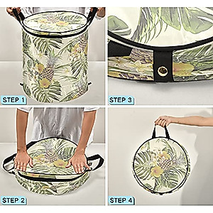 ALAZA 50 L Folding Pop-Up Clothes Hampers, Tropical Flowers Pineapple Palm Leaf Monstera Laundry Basket for Room, College Dorm or Travel