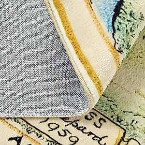 Estmy 4x6 Cute Woodland Nursery Rugs for Girls Boys Neutral Non Slip Washable, Stain Resistant Soft Shaggy Cartoon Fun Map Kids Playroom Rug, Vintage Whimsical Retro Area Rugs Carpet for Kids Bedroom