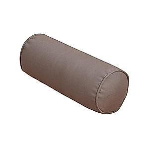 COZPLEN Indoor/Outdoor Bolster Pillows, 16x6 inches Solid Round Lumbar Cylinder Throw Pillows for Outdoor Furnitures, Set of 2, (Coffee)