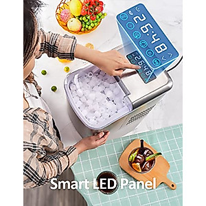 33Lbs/24H Ice Maker Countertop, 10 Ice Cube in 8 Mins, Smart Touch Control LED Panel, Time Reservation & Countdown, Self-Cleaning, 2 Sizes Ice Cube, Portable for Home Camping Party RV, Stainless Steel