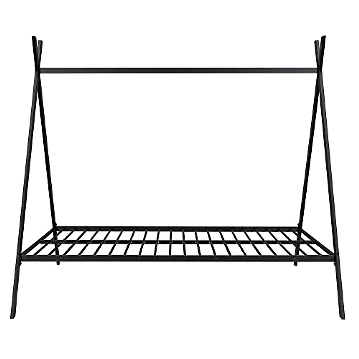 LCH Full Size House Bed Metal Tent Bed Frame, Floor Play House Bed Frame with Slat, Platform Bed for Kids Girls Boys, Teens No Box Spring Needed,Suitable for Bedroom,Apartment and Dorm (Black)