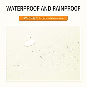 Uheng 4 Pack Patio Outdoor Chair Cushions with Ties, Seat Pads Mat, Waterproof Removable Cover, Comfort Memory Foam Nonslip for Garden Deck Picnic Beach Pool -18" X 18"(Beige)