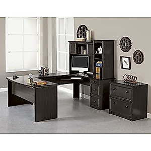 Realspace® Broadstreet 65"W U-Shaped Executive Desk, Walnut
