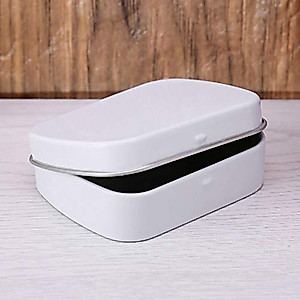 AKOAK 3 Pcs 2.4 x 1.7 x 0.6 Inches Rectangular Empty Hinged Tins Box Containers for First Aid Kit,Survival Kits,Storage,Herbs,Pills,Crafts and More (White)