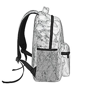 Fiokroo Black And White Marble Backpack School Bag For Students Teens Men Women Laptop Backpacks Travel Daypack Bag With Multiple Pockets