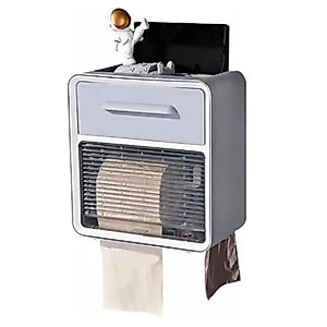 Toilet Paper Holder, Self Adhesive Toilet Paper Roll Holder Multifunction Wall Mounted Plastic Waterproof Toilet Tissue Holder for Bathroom(Grey)