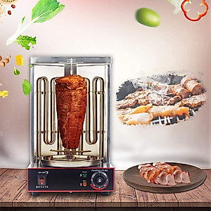 BBQ Meat Machine, Vertical Kebab Doner Meat Grill, Stainless Steel Gas Broilers Home Rotisserie Oven, Skewer Kebab Machine for Kitchen with Temperature Adjustment Switch, 50-300℃(Electric)