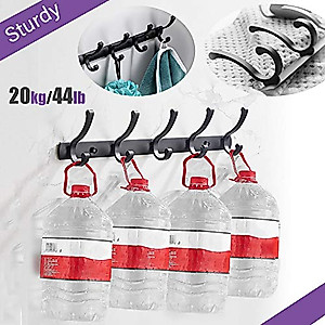 Spotact Wall Mounted Coat Rack, 4 Dual Hooks for Hanging Coats Black Towel Hanger 13.8”x1.3” Anti-Rust Clothes Hook for Entryway, Bathroom, Room, Kitchen (4 Hooks(2 Packs))