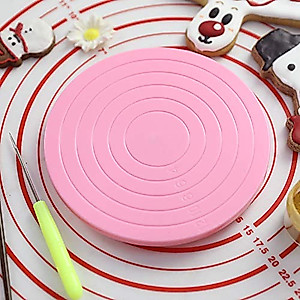 Pink Cookie Decorating Turntable, Rotating Cake Turntable Stand Baking Decor Plate