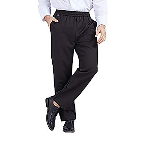 Nanxson Men's Baggy Chef Pants Restaurant Work Pants Elastic Waist with Pockets CFM2012 Black