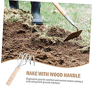 Gardening Rake 1pc Four-Tooth Rake Cleaning Tool Shrub Rake Gardening Tool Tools Handheld Gardening Cultivator Japanese Tools Garden Tractor Rake Digging Tool Wood Forging Leaf