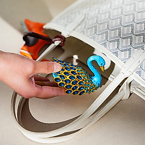 YU FENG 3.7inch Enamel Blue Gems Swan Trinket Box Hinged Hand-Painted Jewelry Storage Ring Holder Keepsake Box Animal Figurine Collectible Wedding Favor Gift