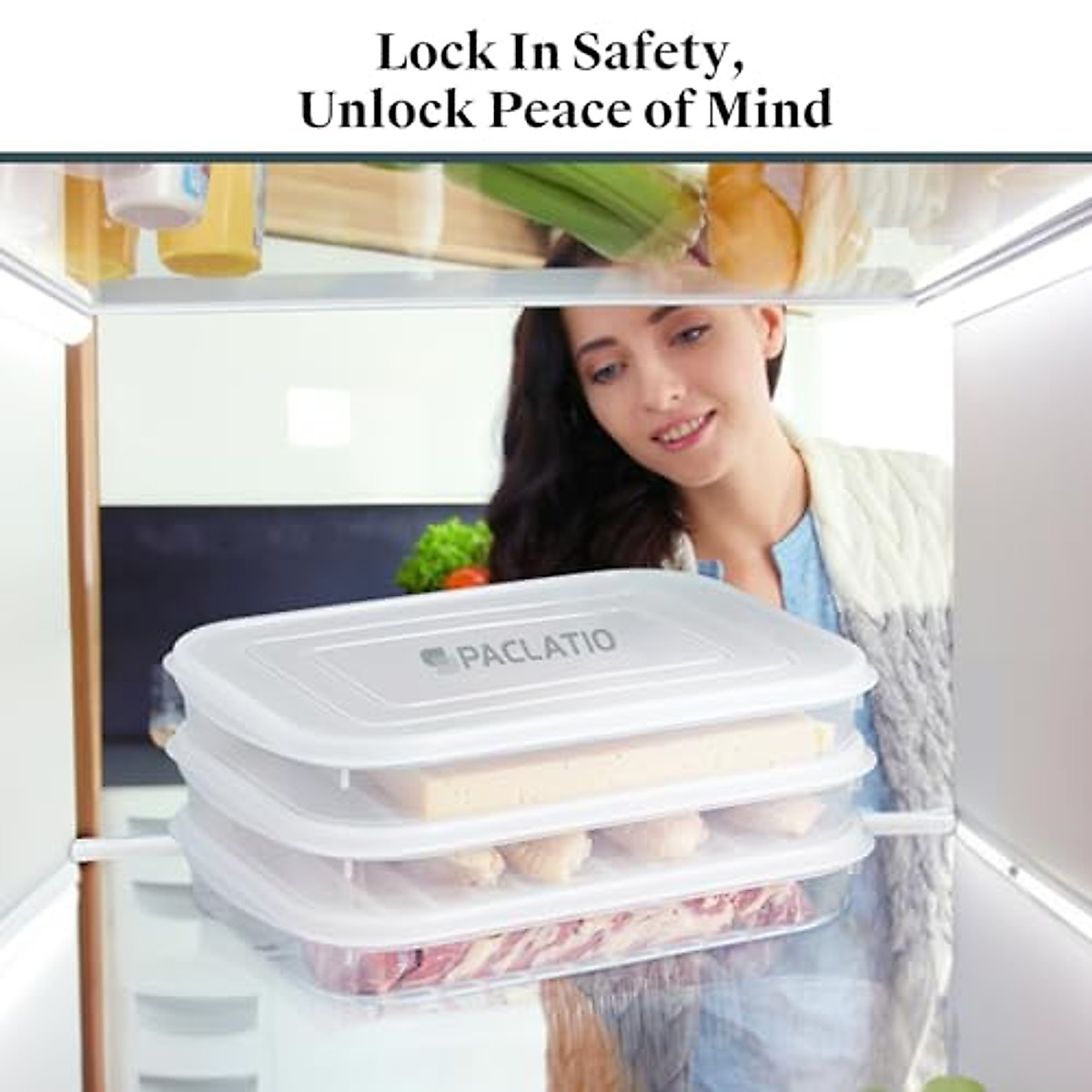 spaclatio 4 Pack Bacon Cheese Storage Container, Deli Meat Containers with Lids for Fridge, Plastic Airtight Cold Cuts Storage Containers for Fridge, Food Storage Container