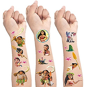 8 Sheets Temporary Tattoos Stickers For Moana, Moana Birthday Party Supplies Decorations Party Favors, Gifts for Boys Girls School Classroom Rewards