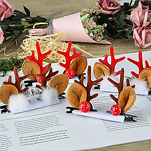 Christmas Antlers Hair Clips - 4 Pairs Hairpins with Reindeer Headband Horn and Ear - Deer Christmas Party Hair Accessories Supplies for Adult and Kids, Kuromi Red