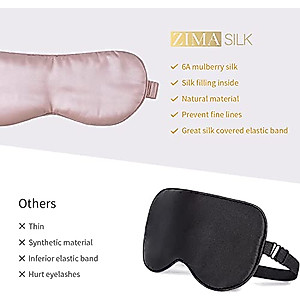 ZIMASILK 100% 22 Momme Pure Mulberry Silk Sleep Mask,Filled with 100% Mulberry Silk,Silk Wrapping Strap- Super Soft & Comfortable Sleep Eye Mask for Sleeping (Light Plum)