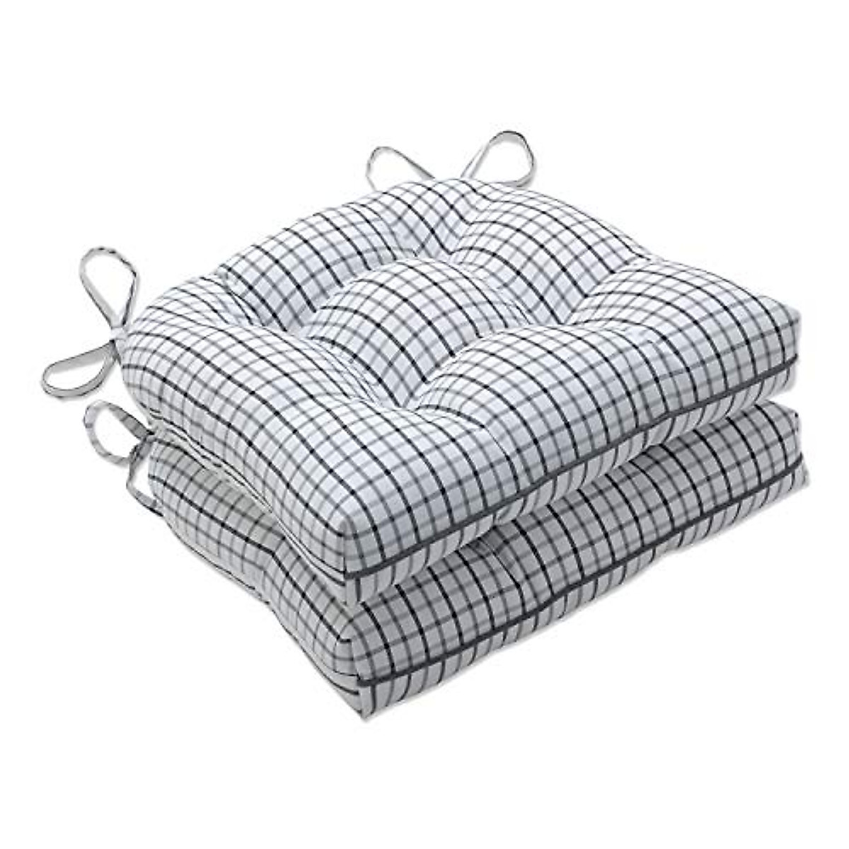 Pillow Perfect Outdoor/Indoor Austin Nash Pewter Chair Pads, 15.5" x 16", Grey 2 Count