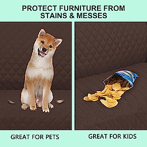 Luxshare Home Reversible Loveseat Sofa Covers Couch Cover Furniture Protector(Loveseat Small,Chocolate/Beige)
