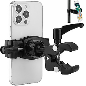 Mippko Phone Holder for Golf Cart/Microphone Stand/Shopping Cart/Railing/Handlebar/Rod,Fit for 3.5~7.5 inch iPhone/Nexus/HTC/LG/Smartphone,360°Adjustable Clip Aluminum Alloy Mount