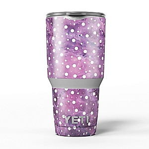 Design Skinz White Polka Dots Over Purple Pink Paint Mix - Skin Decal Vinyl Wrap Kit Compatible with The Yeti Rambler Cooler Tumbler Cups