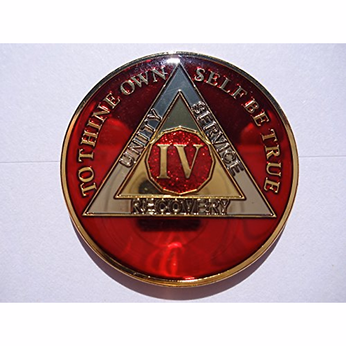 4 Year - AA Chip Proof-like Bronze with Tri-Plate - Gold, Nickel, and Red Enamel - 1 3/8" [Traditional Coin Size]