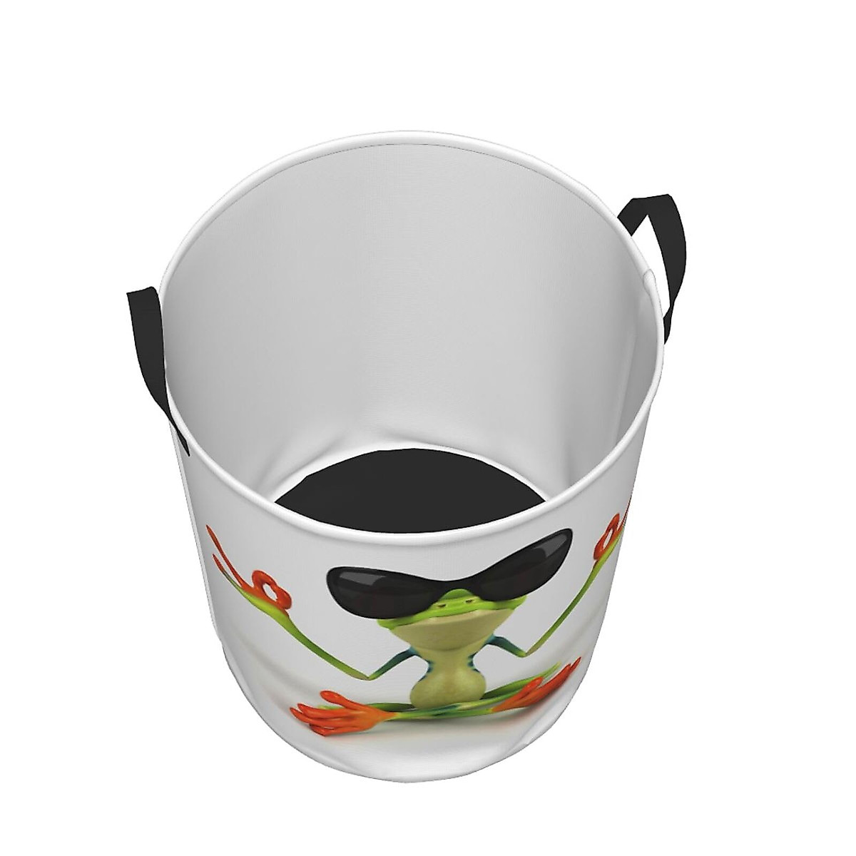 FOISIIAEA Laundry Basket,Funny Frog Wearing Glasses Bathroom Organizer Basket Waterproof Foldable Cloth Hamper with Lining for Home Storage