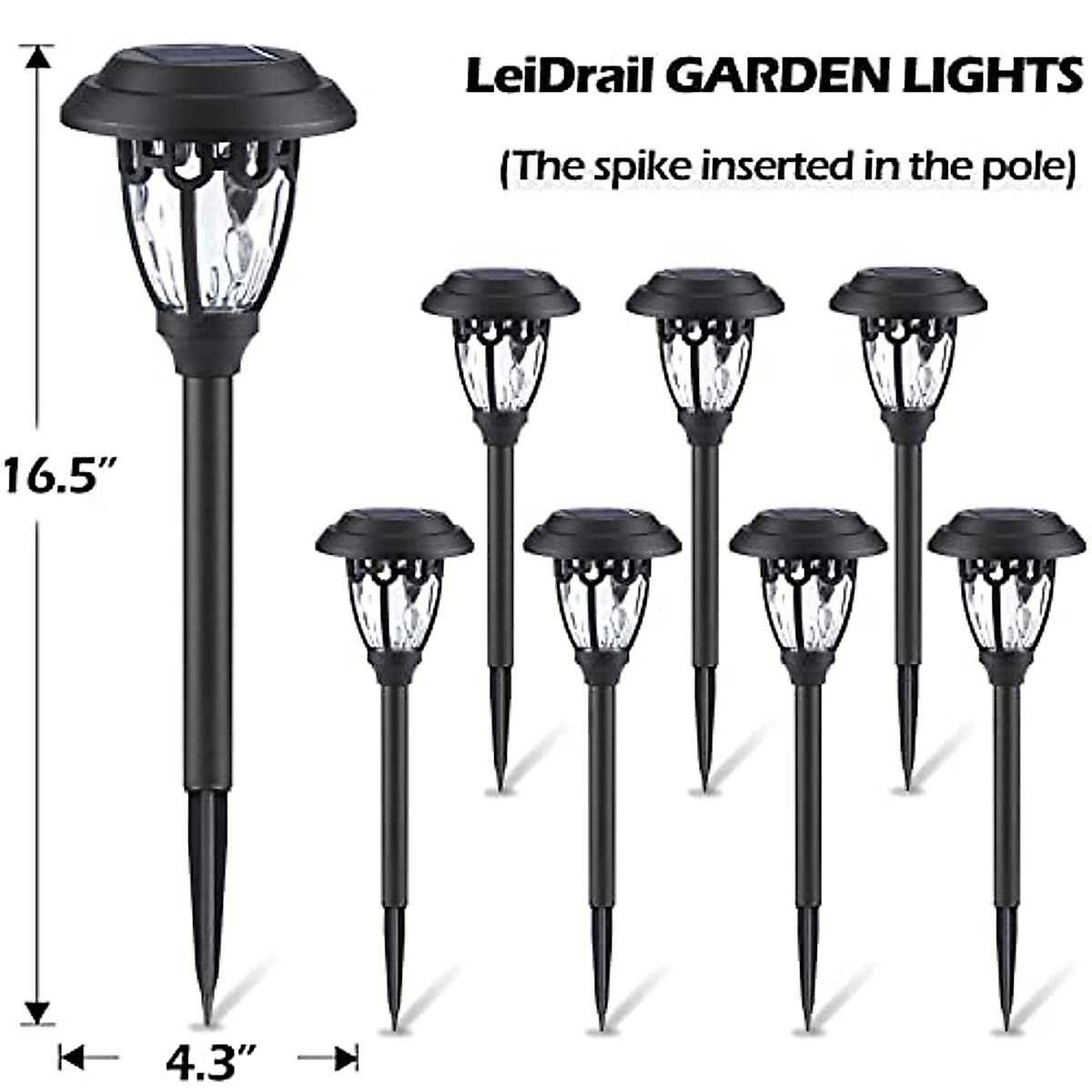 LeiDrail Solar Pathway Lights Outdoor 8 Pack Solar Walkway Lights Decorative Pathway Lights Solar Powered Waterproof Warm White Landscape Lighting for Yard Lawn Garden Sidewalk