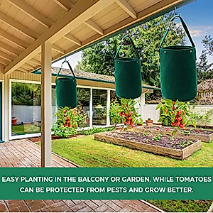 Betereap Upside-Down Tomato Grow Bag - 2-Pack Widen Planting Holes 400G Heavy Duty Easy Installation Durable Hanging Tomato Planter for Small Spaces with Carabiner Clip Design