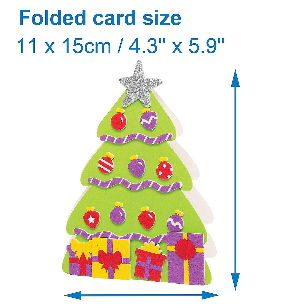 Baker Ross AX594 Christmas Tree Mix & Match Card Kits - Pack of 6, Personalize Your Own Festive Cards, Arts and Crafts for Kids