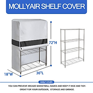 MOLLYAIR Wire Shelf Covers,600D Heavy Duty Waterproof Dustproof Shelving Unit Cover, Rack Covers Suitable for Multiple Scenarios Such as Living Rooms, Kitchens, and More. (Silver Black,36x18x72 Inch)