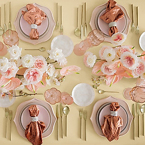 MCEAST 4 Pieces Champagne Satin Tablecloth 102 x 58 Inch Champagne Satin Table Overlay Cover Rectangular Bright Silk Tablecloth for Party, Wedding, Banquet Table Decoration