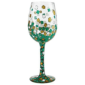 Enesco Designs by Lolita Shamrock Hand-Painted Artisan Wine Glass, 1 Count (Pack of 1), Multicolor