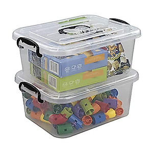 EudokkyNA 8 Liter Plastic Storage Box with Handle, 2-Pack Clear Storage Bin